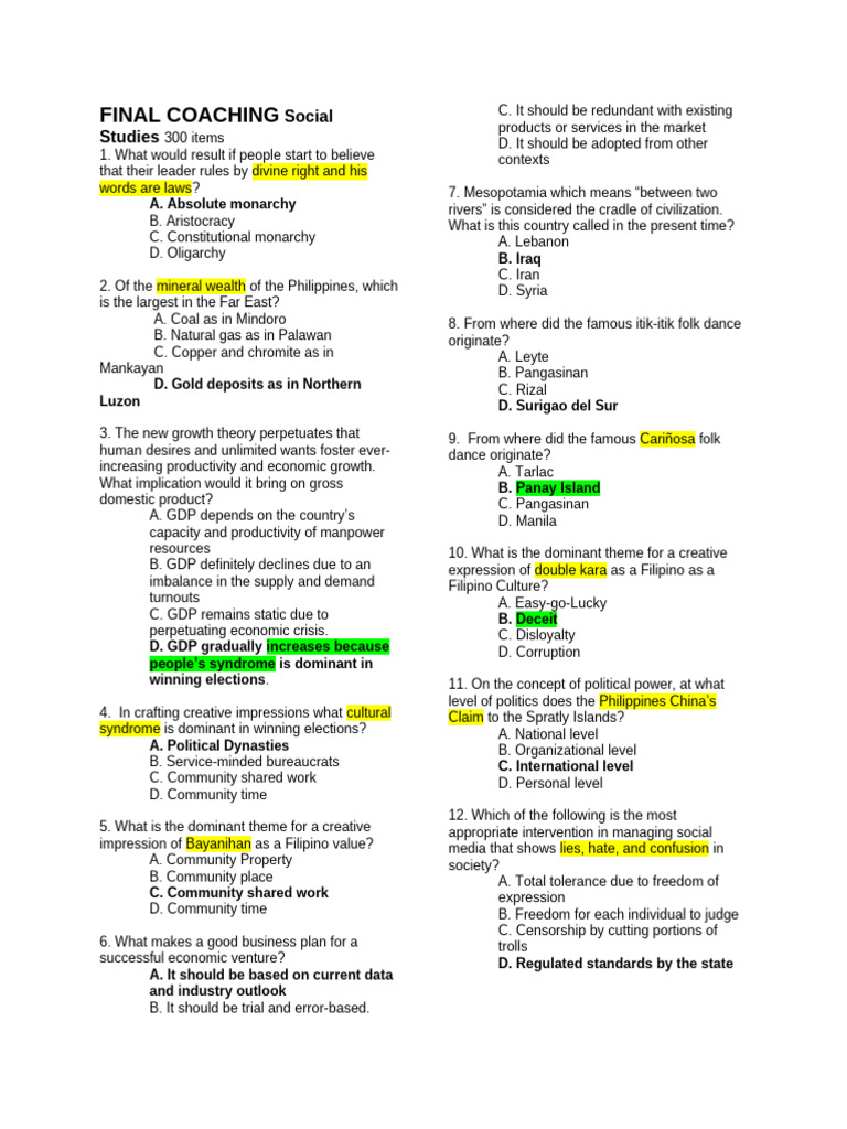 Social Studies Final | PDF