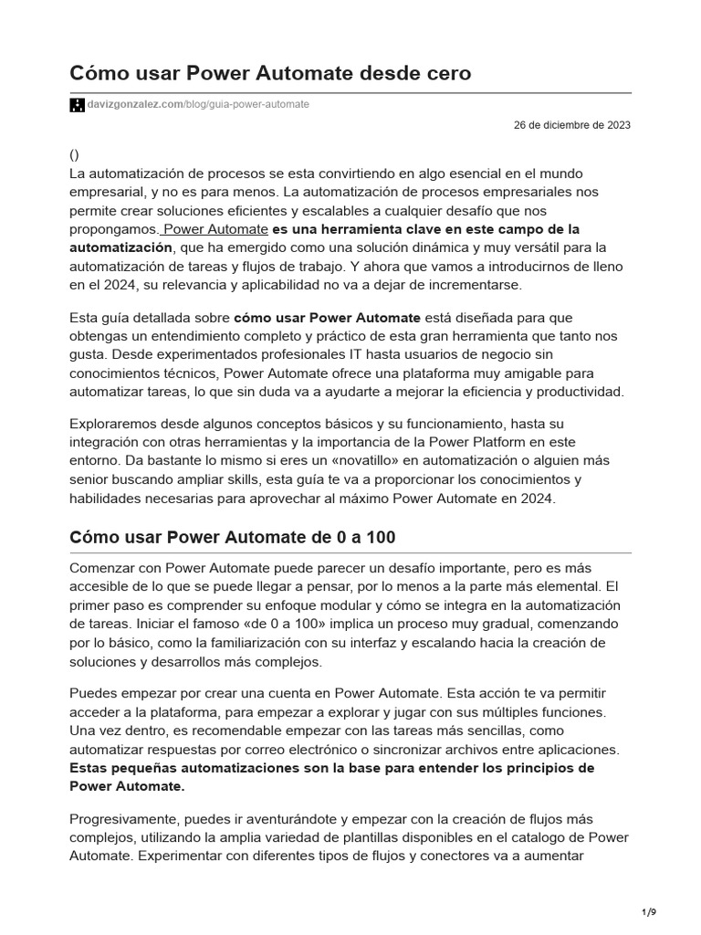 Cómo Usar Power Automate Desde Cero | PDF