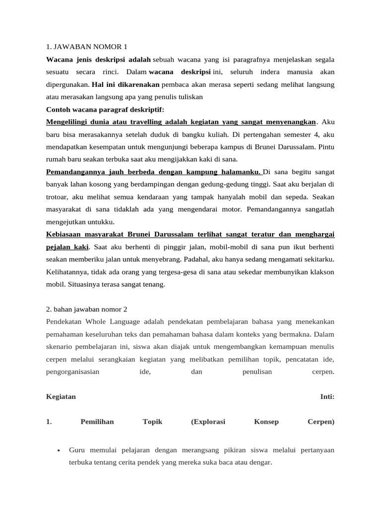 Bahan Jawaban Bi Tugas 2 | PDF