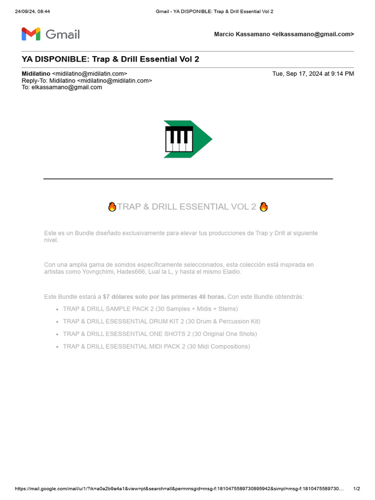 Gmail - YA DISPONIBLE - Trap & Drill Essential Vol 2 | PDF