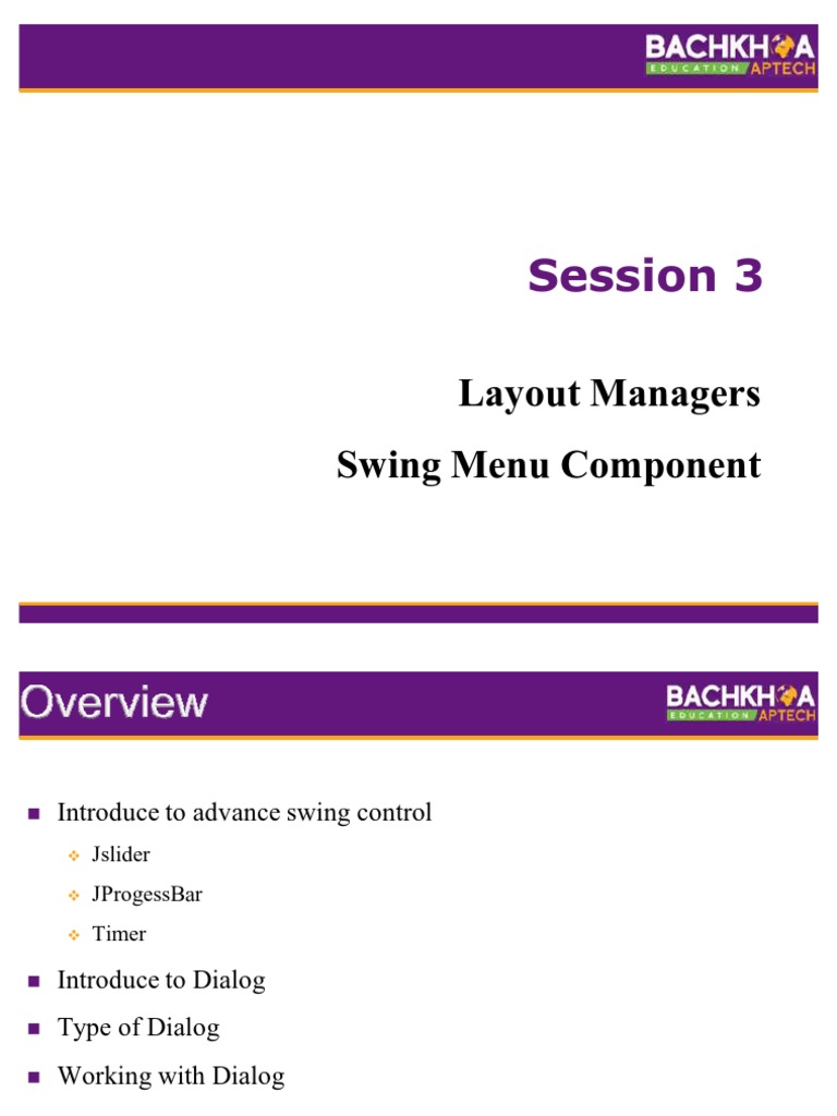 Session 3 - Layout Manager and Swing Menu Component | PDF | Java ...