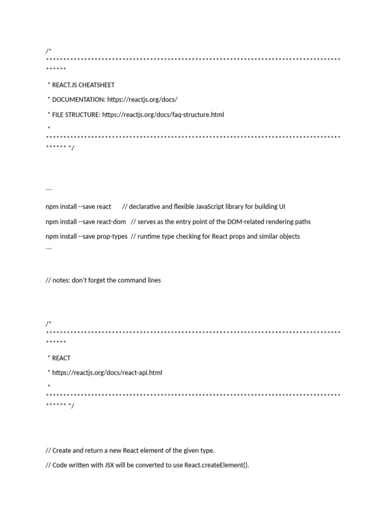 REACT cheatsheets | PDF REACT cheatsheets | PDF