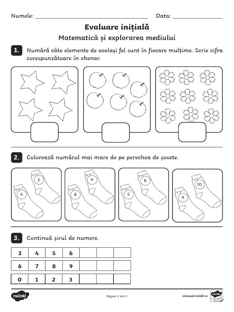 Ro2 M 1718810560 Clasa I Evaluare Initiala Mem - Ver - 3 | PDF