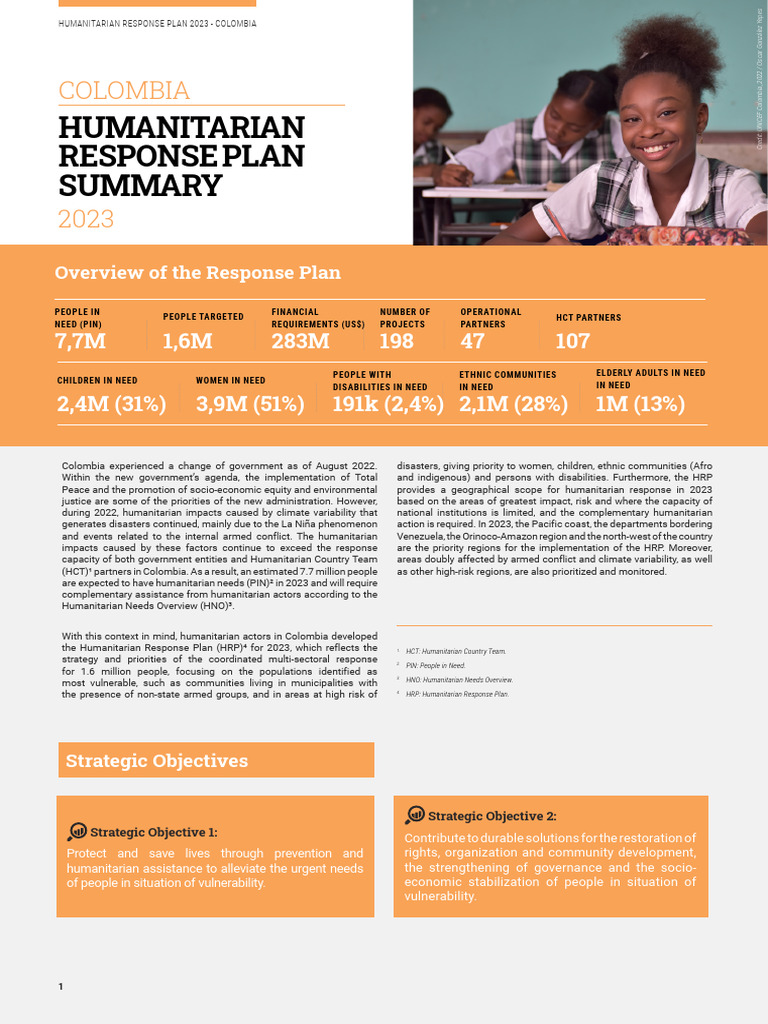Humanitarian Response Plan - Colombia | PDF