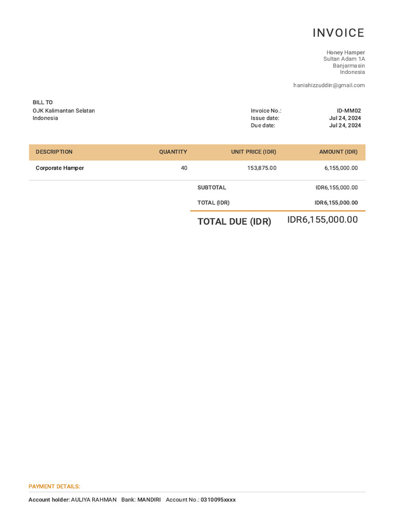 Invoice: Total Due (Idr) IDR6,155,000.00 | PDF
