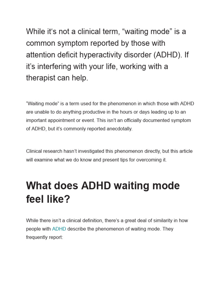How Do You Deal With ADHD's Waiting Mode' | PDF | Attention Deficit ...