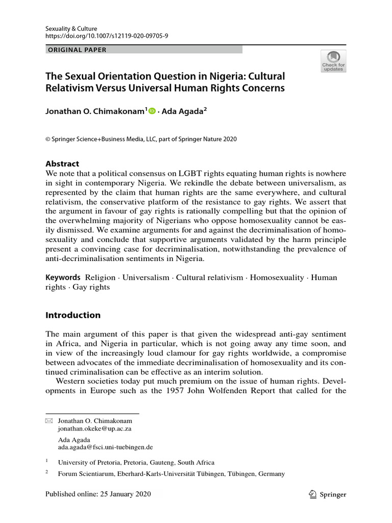 The Sexual Orientation Question in Nigeria | PDF