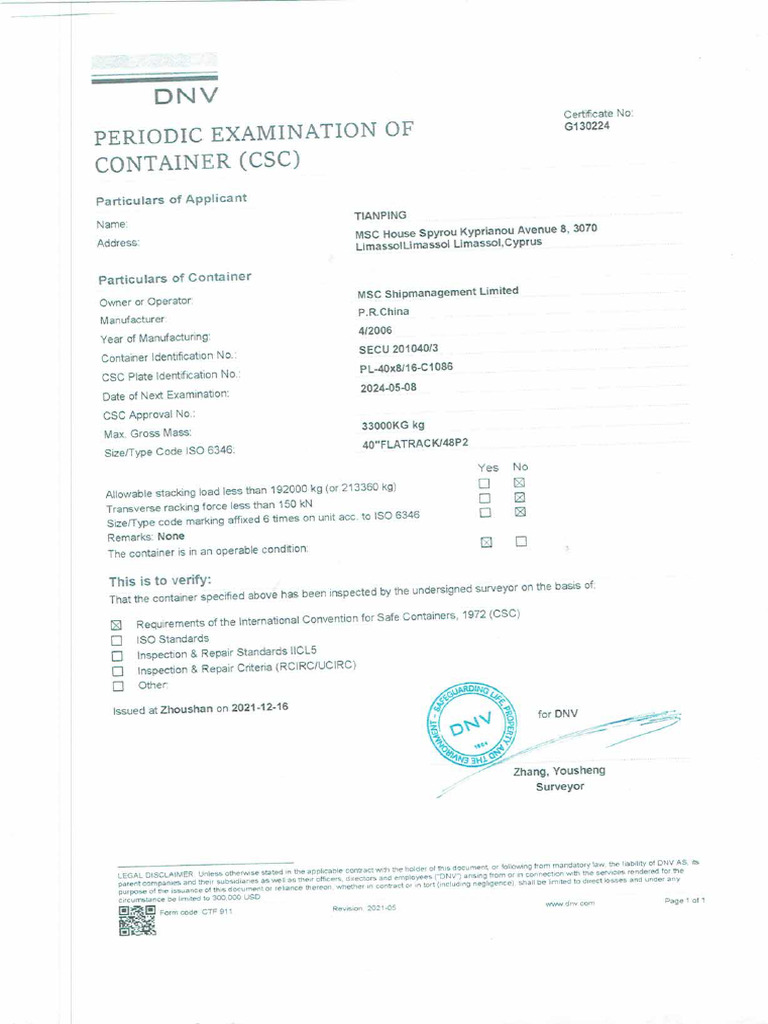 Periodic Examination of Container | PDF
