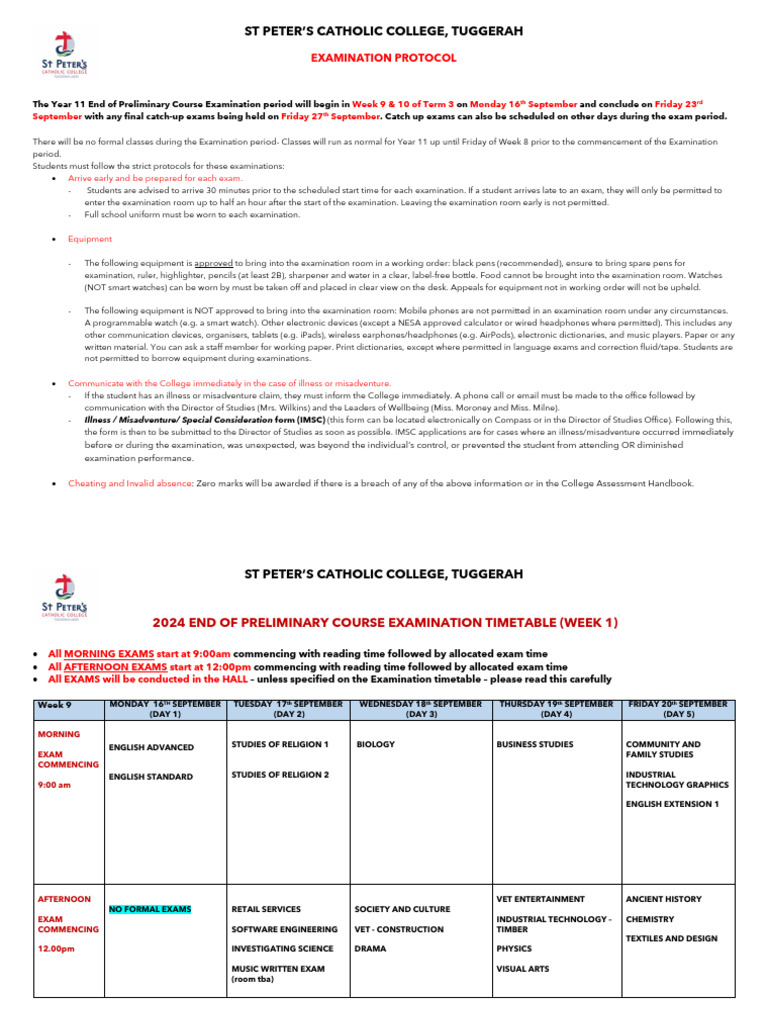 Preliminary Exam Timetable 2024 Final-1 | PDF