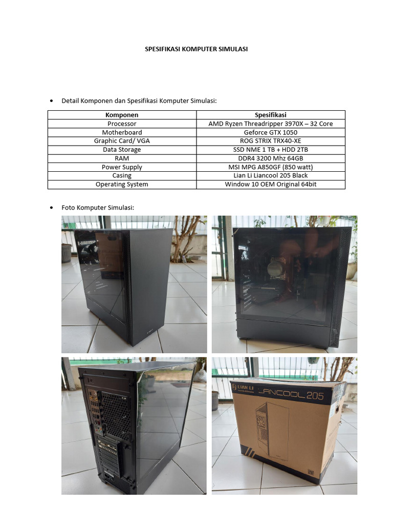 Spesifikasi Komputer Simulasi | PDF