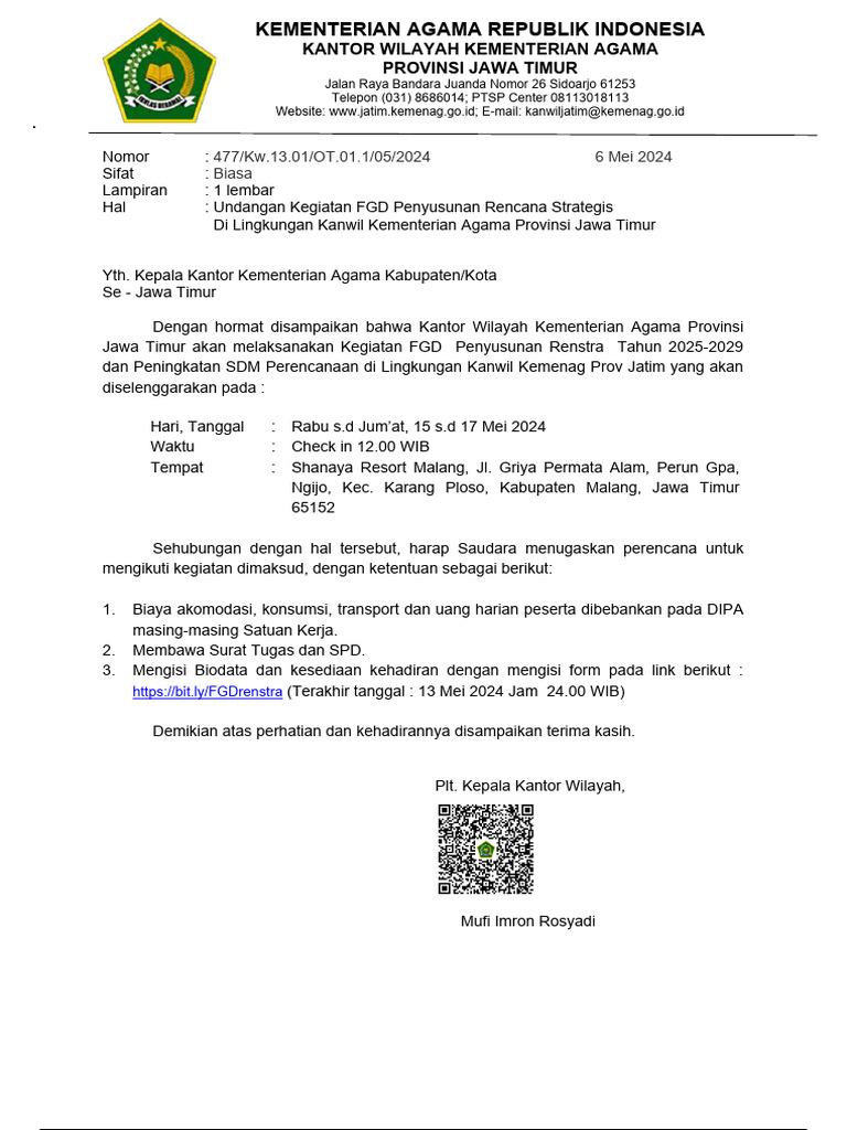 Undangan FGD Penyusunan Renstra | PDF