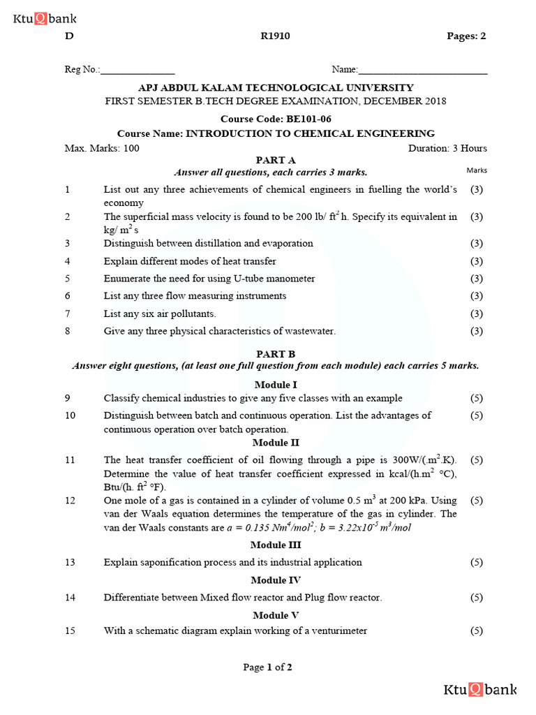 2018 Dec. BE10106-F - Ktu Qbank | PDF