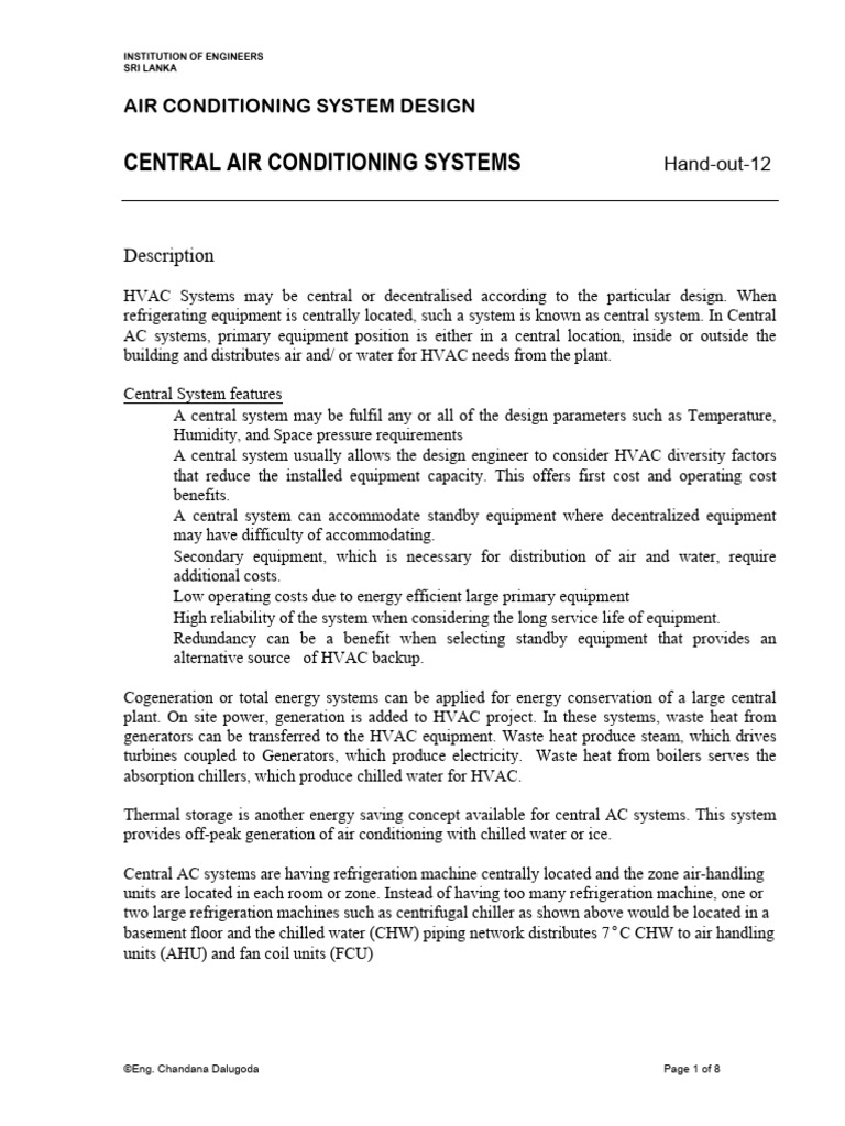 HANDOUT-4-Central AC Systems | PDF