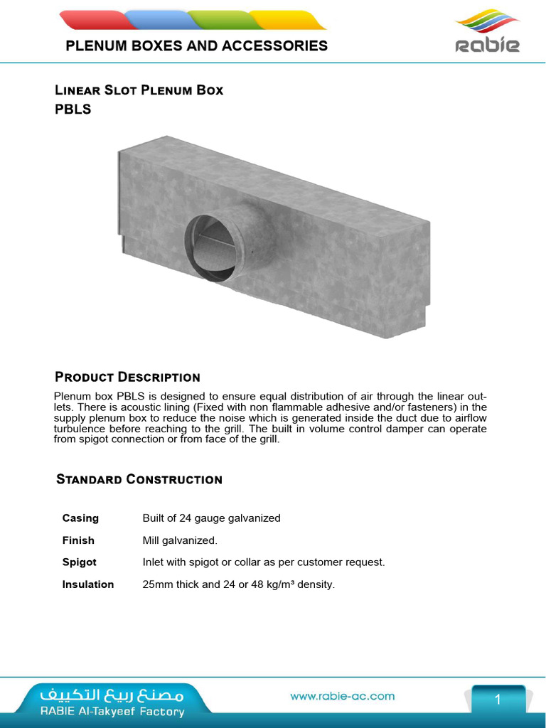 Plenum Boxes and Accessories: Casing Finish Spigot Insulation | PDF