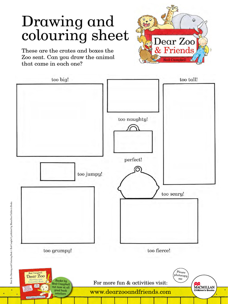 Activity Sheet - Colouring Sheet - Dear Zoo - Rod Campbell | PDF