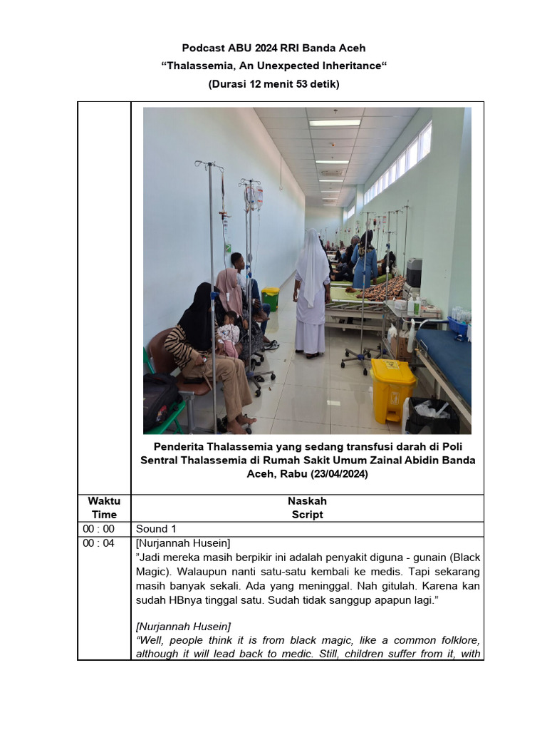 Script Podcast Thalassemia ABU 2024 | PDF