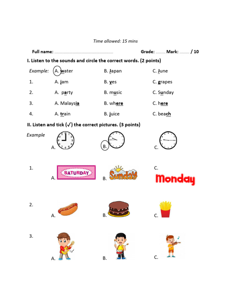 Mid-Test Grade 4 | PDF