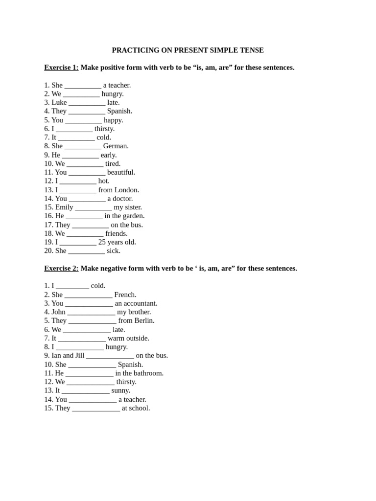 PRACTICING ON PRESENT SIMPLE TENSE | PDF