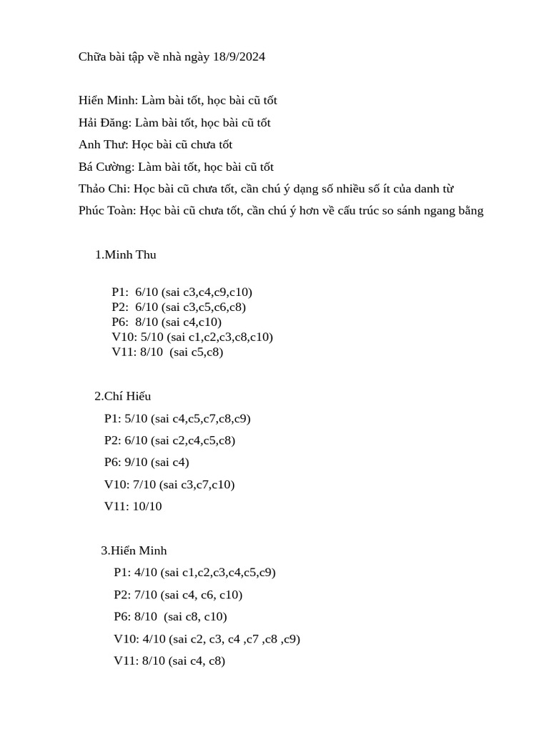 CH A BTVN Ngày 18 Tháng 9 Năm 2024 | PDF