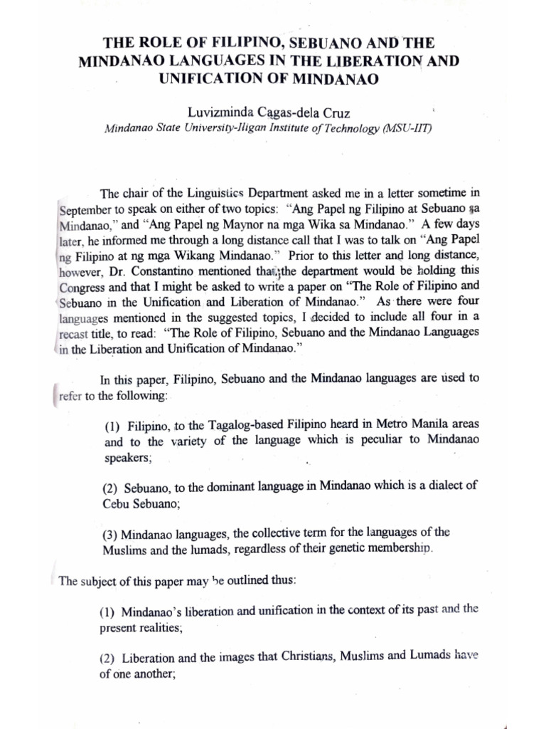 A. Cagas - Dela - Cruz - The Role of Filipino, Sebuano and The Mindanao ...