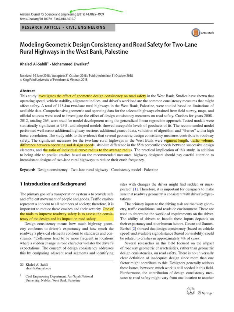 Modeling Geometric Design Consistency and Road Safety for Two-Lane | PDF