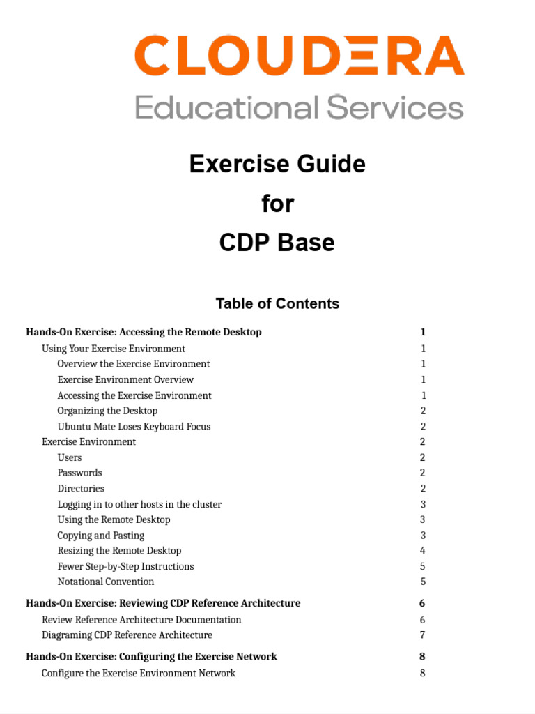 Exercise Guide CDP Admin Course 211123 | PDF