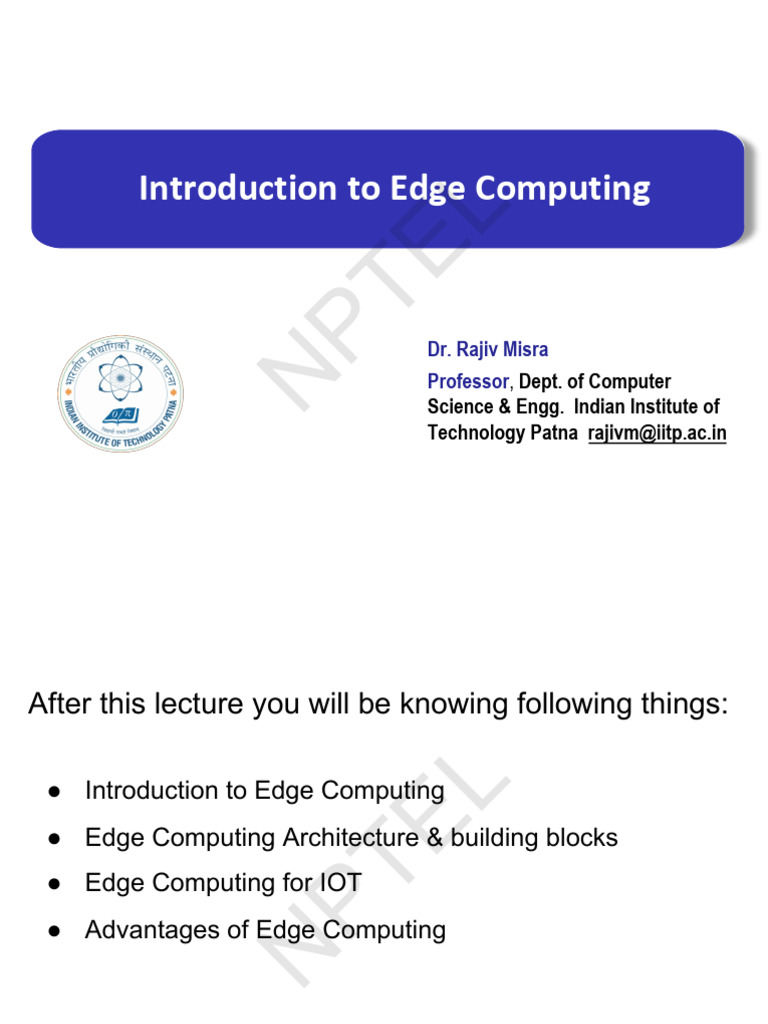 Nptel: Introduction To Edge Computing | PDF