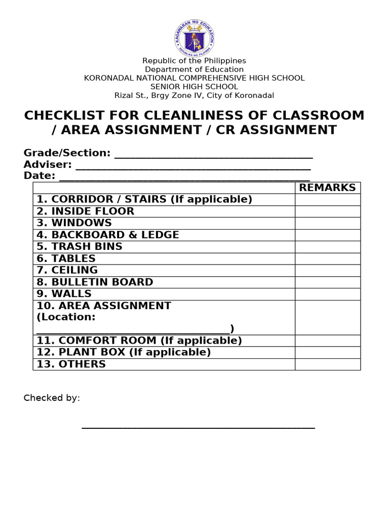 CLEANLINESS-CHECKLIST | PDF