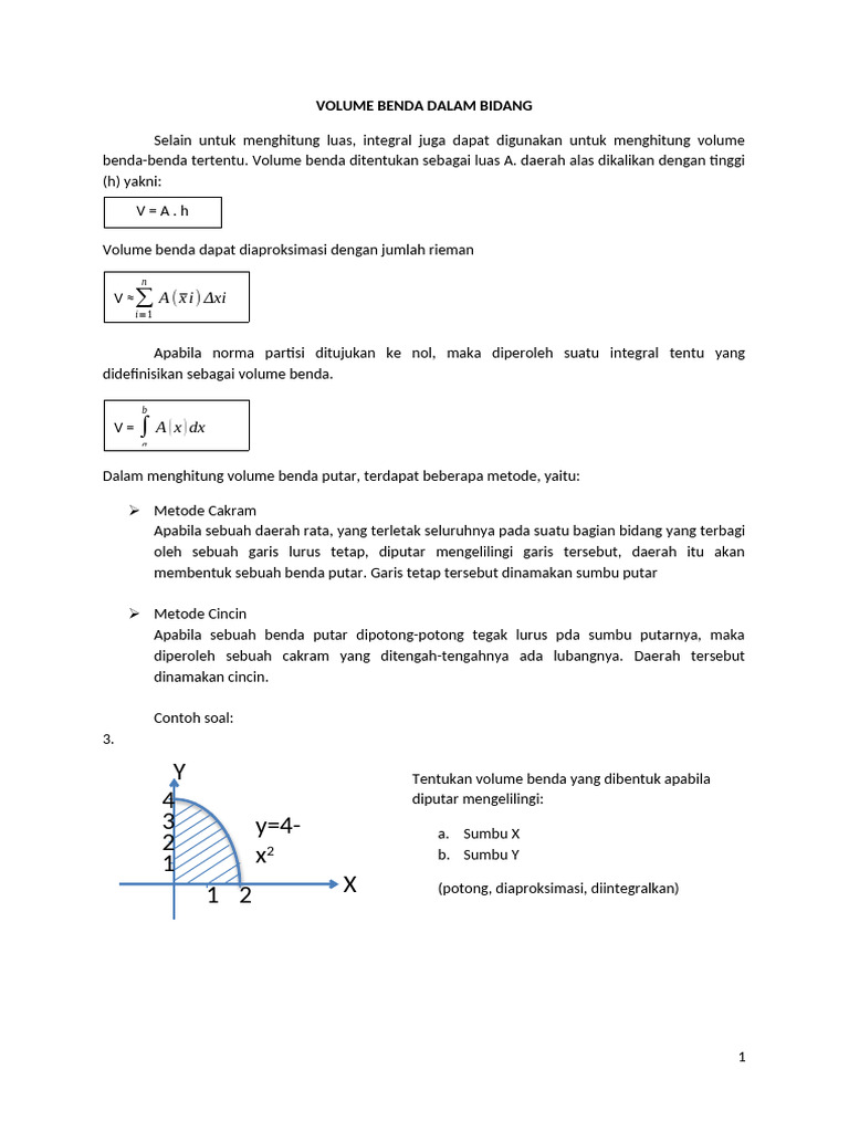 Volume Benda Dalam Bidang | PDF