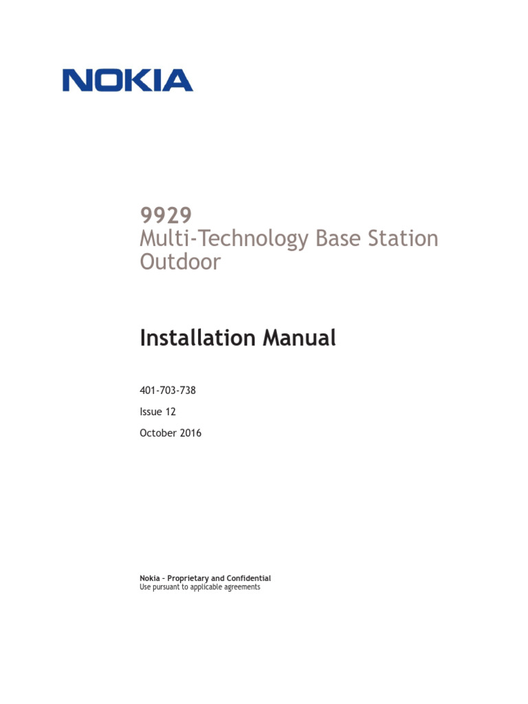 9929 Multi-Technology Base Station Outdoor - Installation Manual | PDF