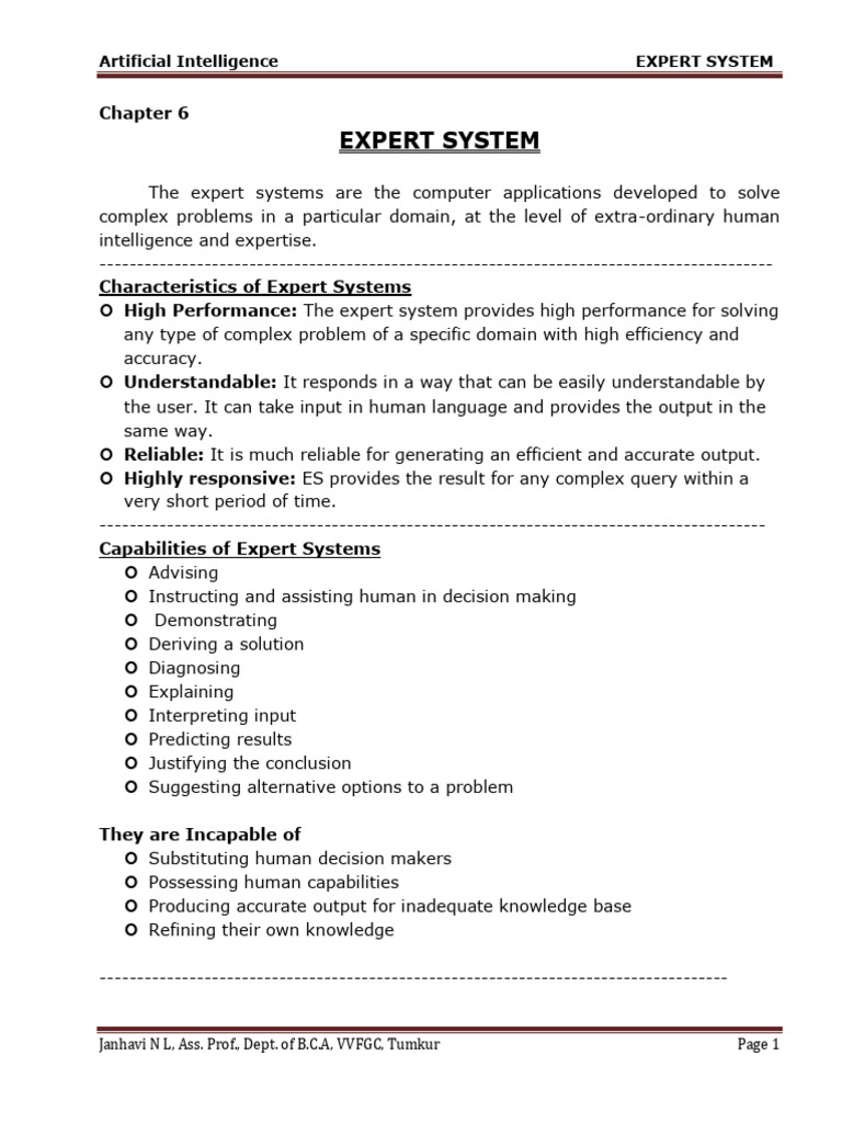 Basics of Expert System AI | PDF
