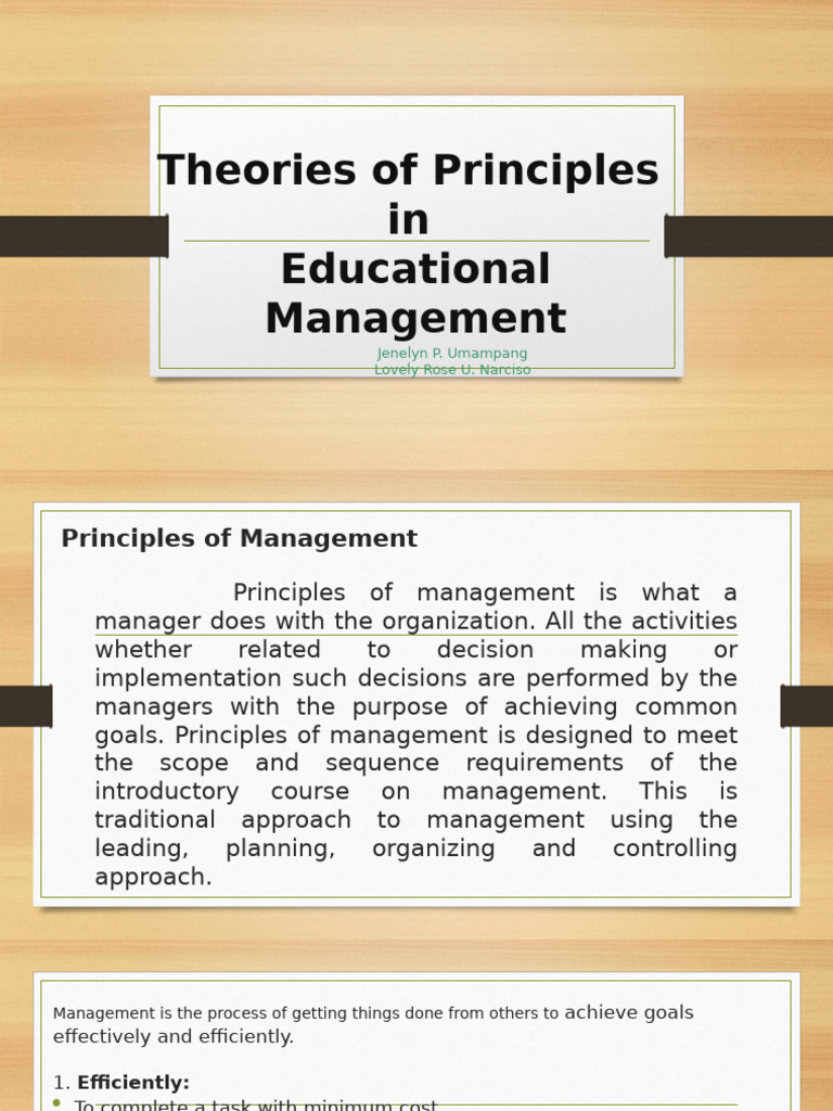 Principles of Educational Management | PDF | Business | Career & Growth