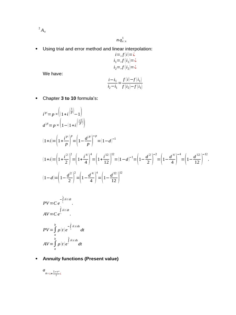 Formula Sheet | PDF