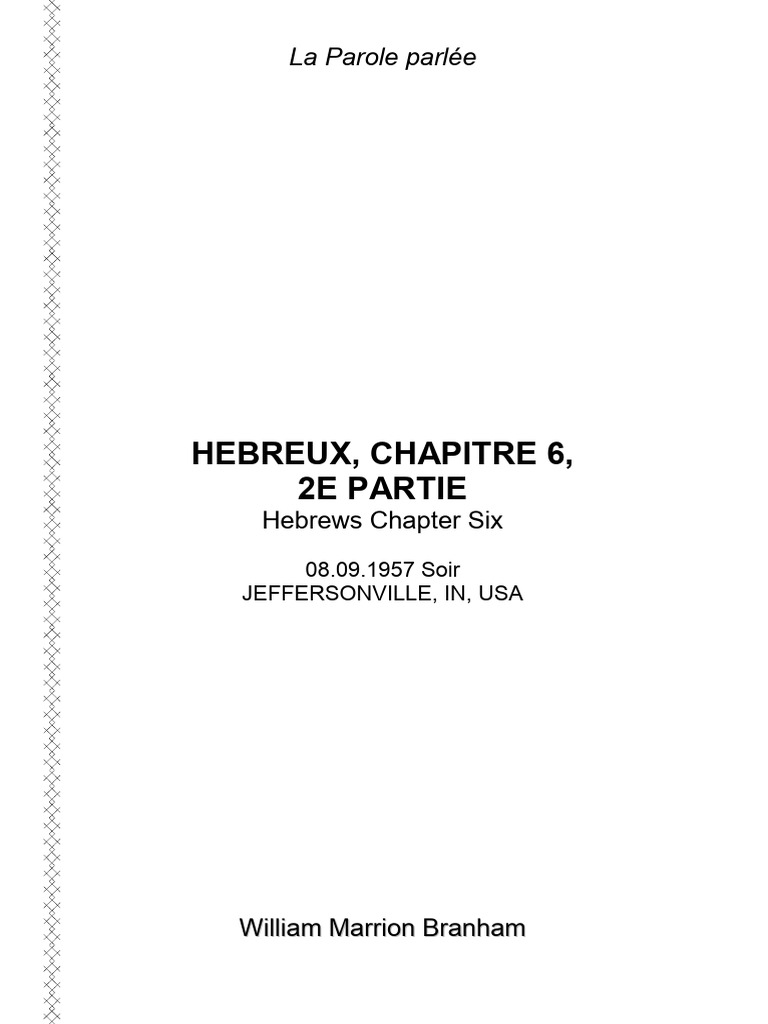 Hebrews Chapter Six 2 | PDF