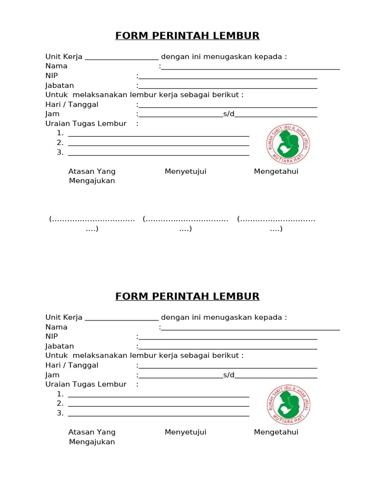 Form Perintah Lembur | PDF