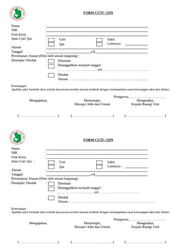 Form Cuti Ijin | PDF
