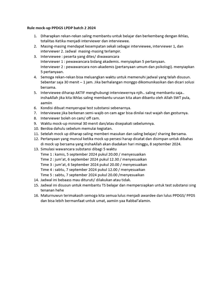 MOCK UP LPDP BATCH 2 2024 | PDF