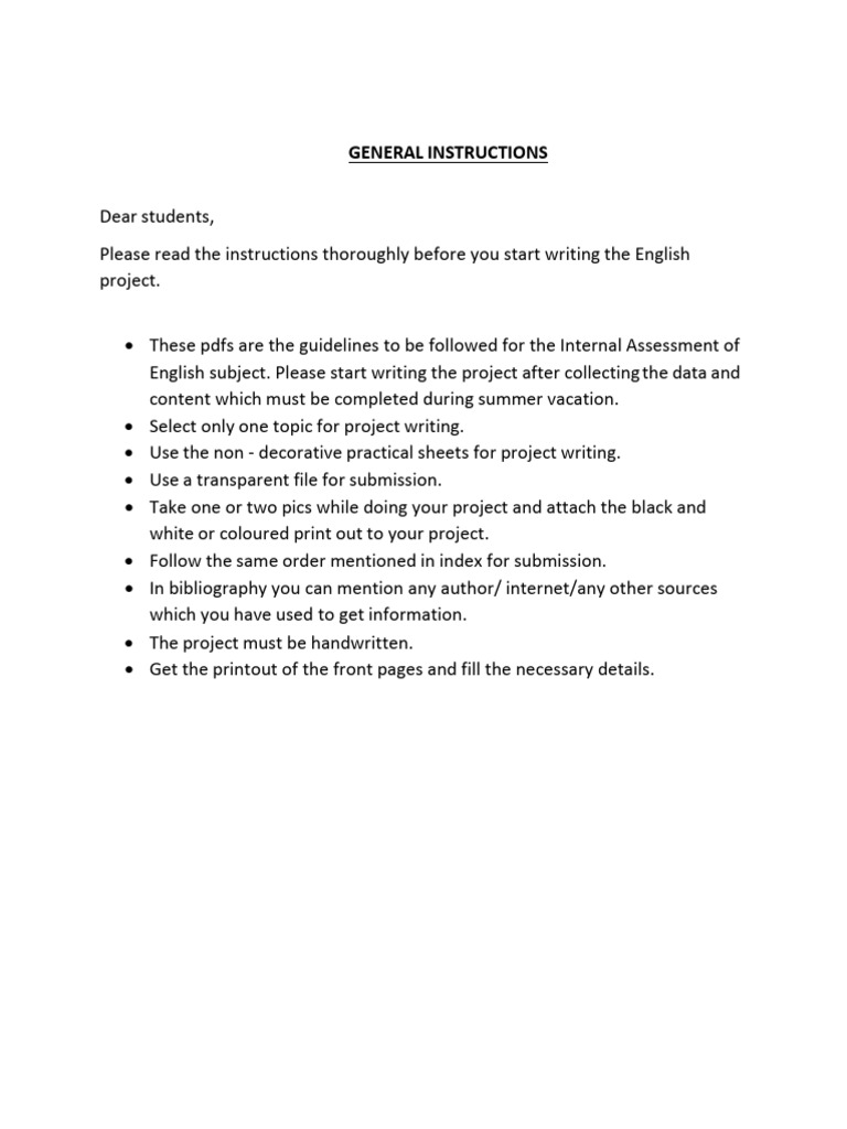 General Instructions | PDF