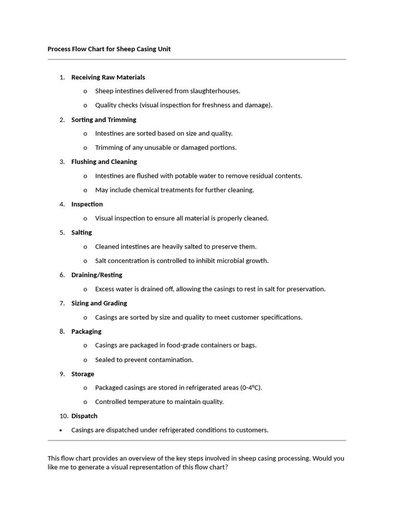 Process Flow Chart For Sheep Casing Unit | PDF