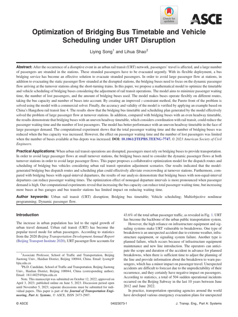 Song Shao 2023 Optimization of Bridging Bus Timetable and Vehicle Scheduling Under Urt ...