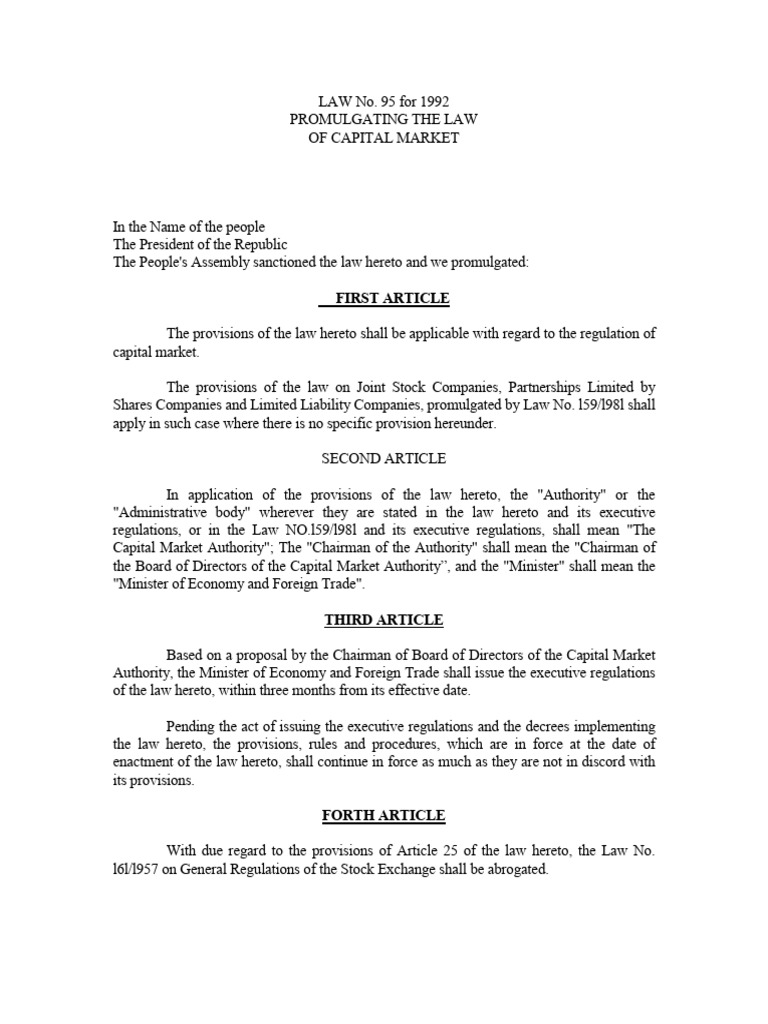 Capital Market Law | PDF