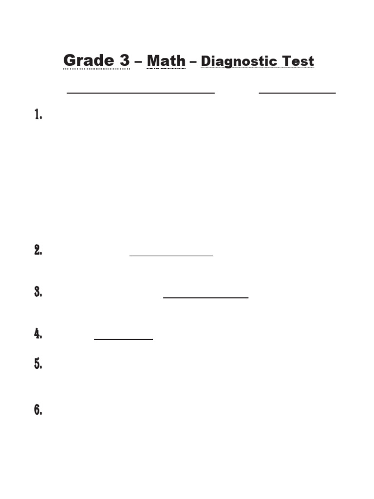Placement Test Math Grade 3 | PDF