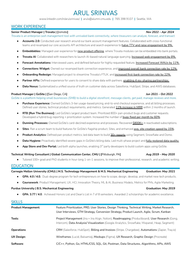Arul Srinivas Resume | PDF