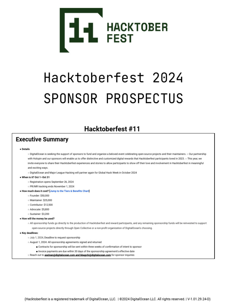 Hacktoberfest 2024 Sponsor Prospectus | PDF