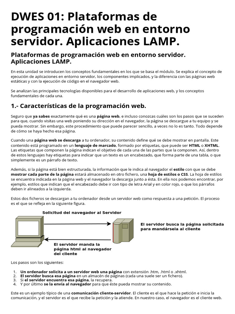 Desarrollo Web en Entorno Servidor Tema 01 | PDF