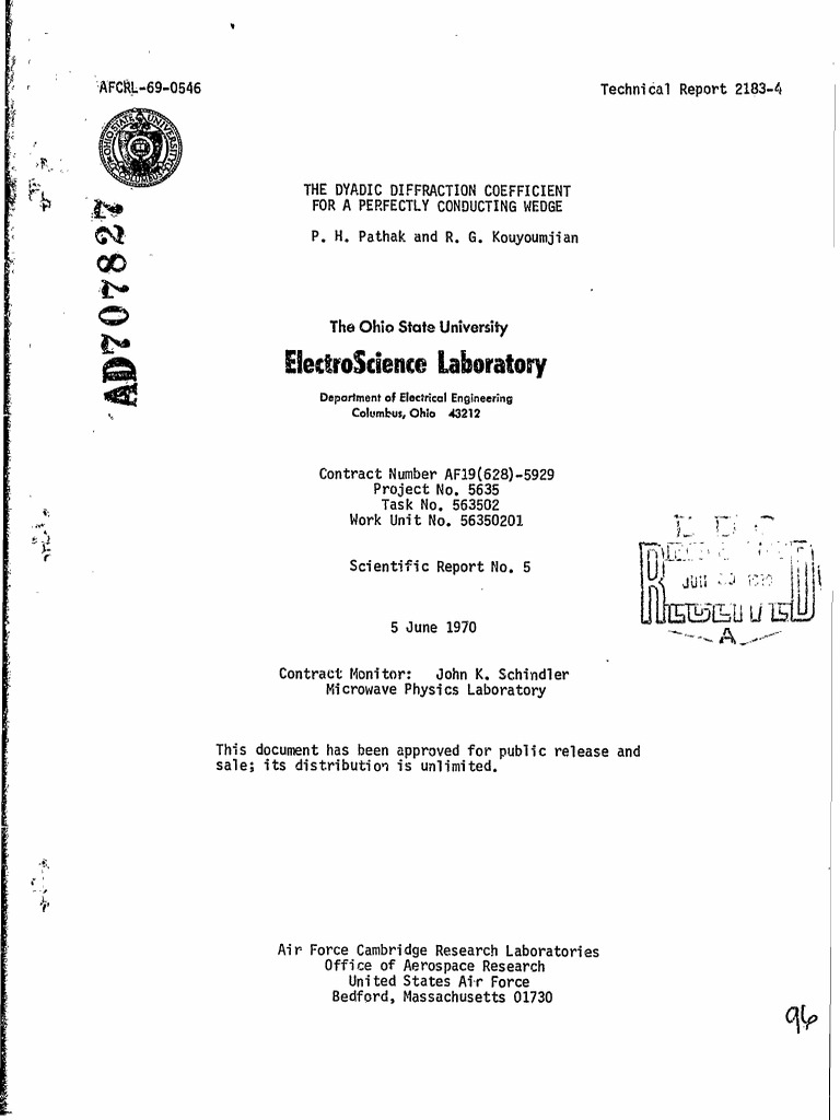 1970 - Dydic Diffraction Coefficient For A PEC Wedge | PDF ...