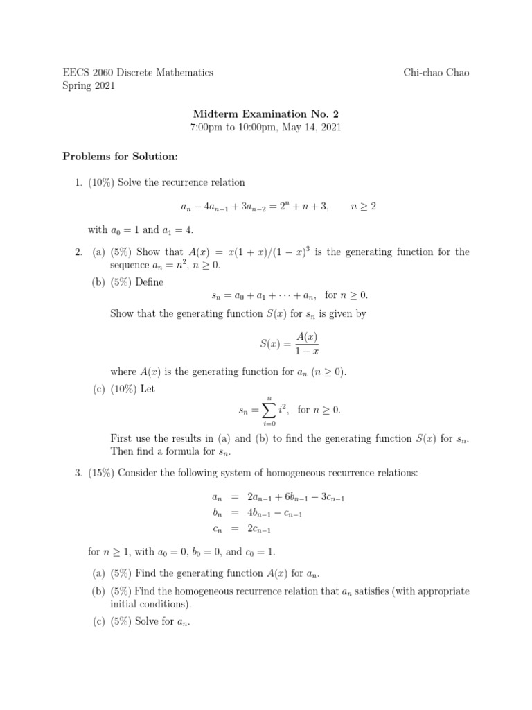 離散數學 mid2 | PDF