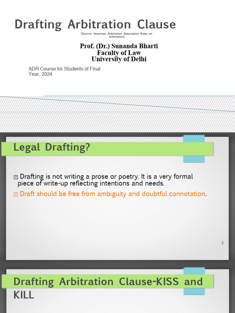 Drafting Arbitration Clause 2024 | PDF | Arbitration | Mediation