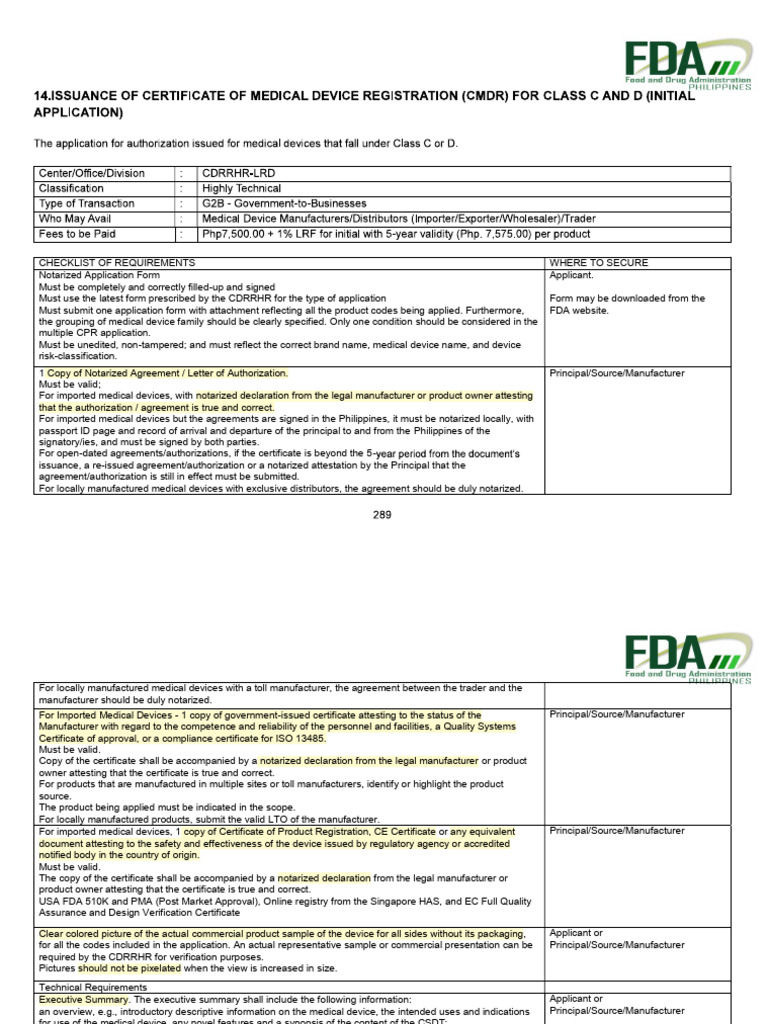 Medical Device CMDR Checklist | PDF