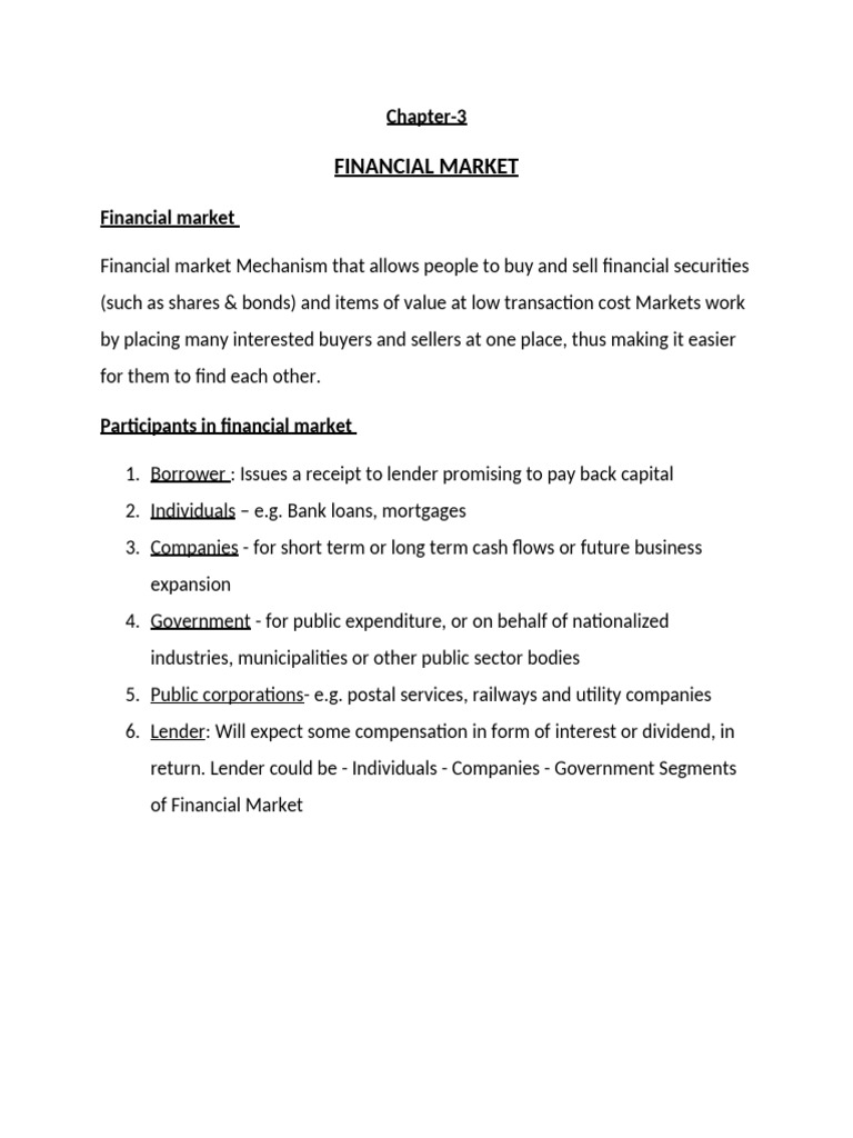 Chapter 3 Financial Market | PDF